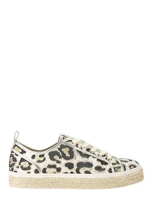 Carvela Sorano Leopard Print Canvas Trainers - Gold Comb
