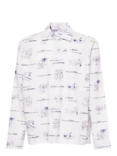PALMES Sunshine Printed Cotton And Linen Shirt - Off White