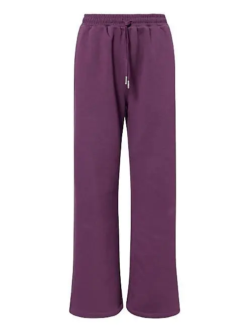 Bo+tee Brand-embroidered Wide-leg Cotton-blend Jogging Bottoms - Purple