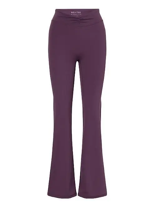 Bo+tee Ruched-waist Flared Stretch-woven Leggings - Purple