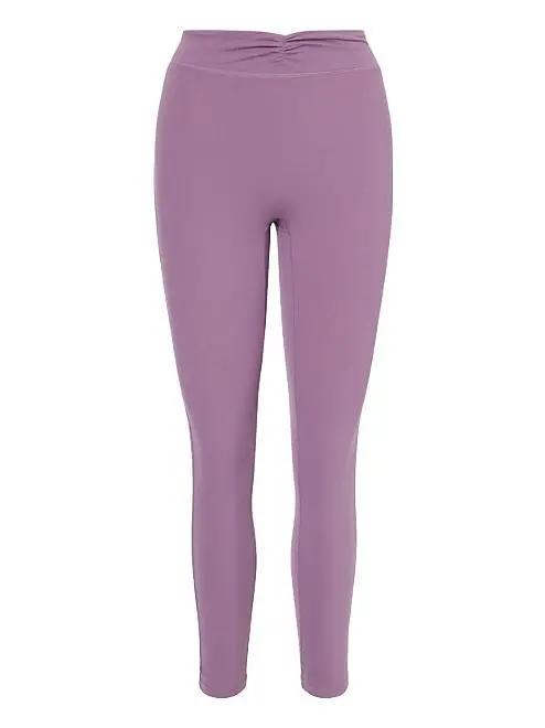 Bo+tee Ruched High-waist Gym Leggings - Purple