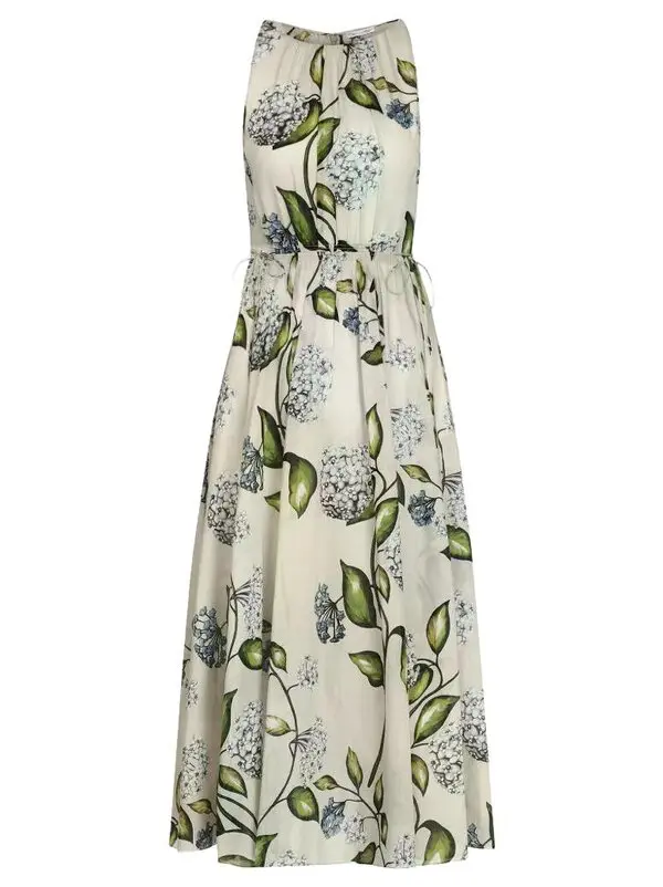 Oscar De La Renta Flower-print Maxi Dress - Neutrals