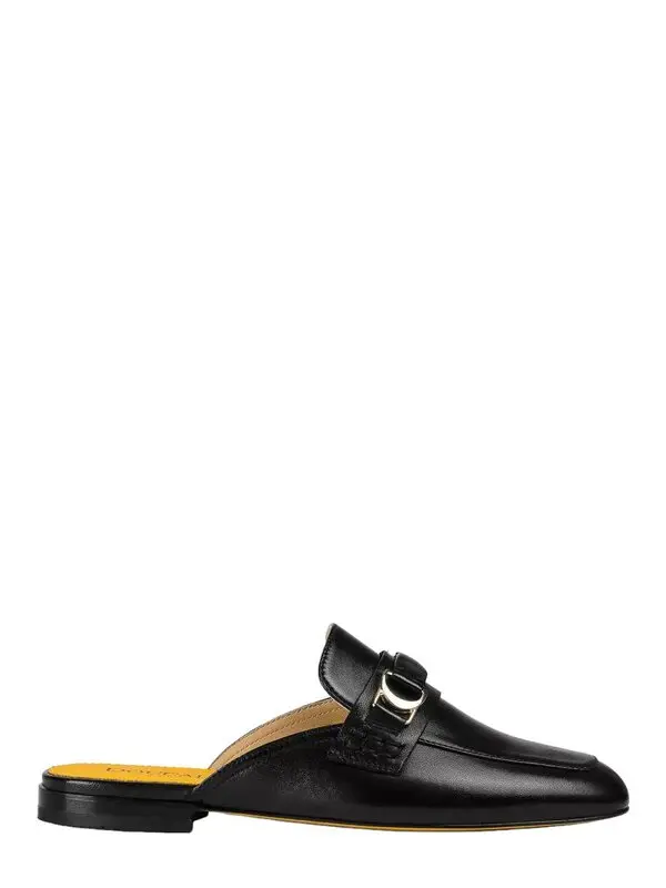 DOUCAL'S Leather Mules With Metal Detailing - Black