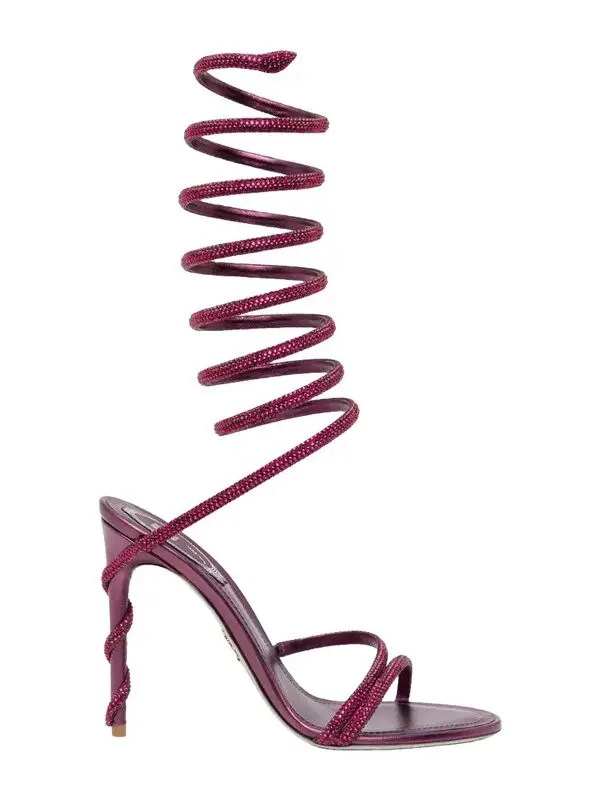 Rene Caovilla Embellished Spiral Sandals - Red