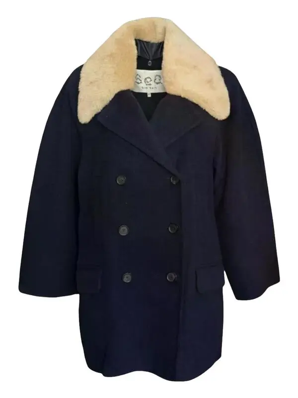 Sea Double-breasted Coat - Blue