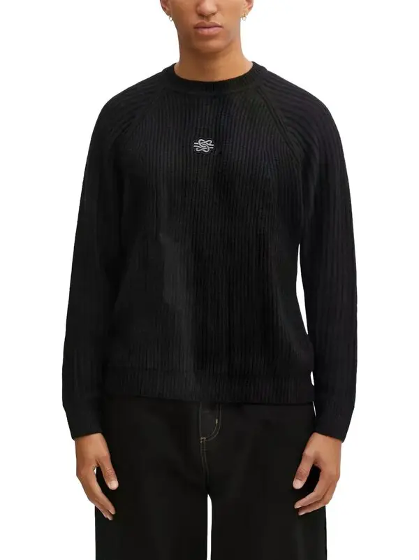 Filling Pieces Ribbed Embroidered Sweater - Black