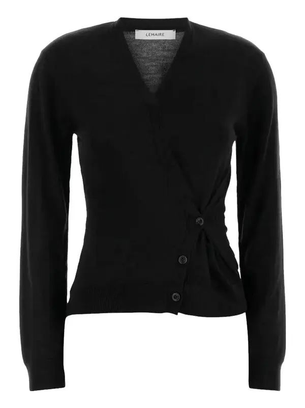 LEMAIRE Twisted V-neck Cardigan - Black