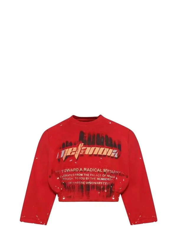 RRR123 Graphic-print Crew-neck Sweatshirt - Red