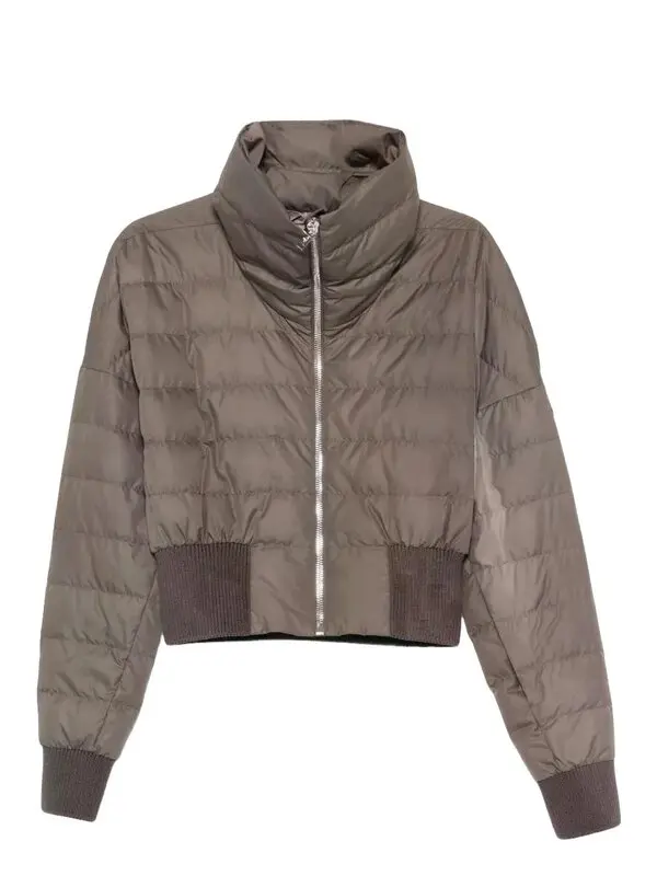 MONCLER + RICK OWENS Cropped Funnel Jacket - Brown