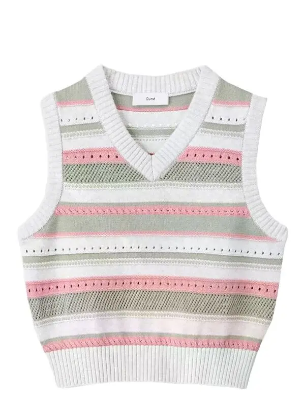 DUNST Striped Knitted Vest - White