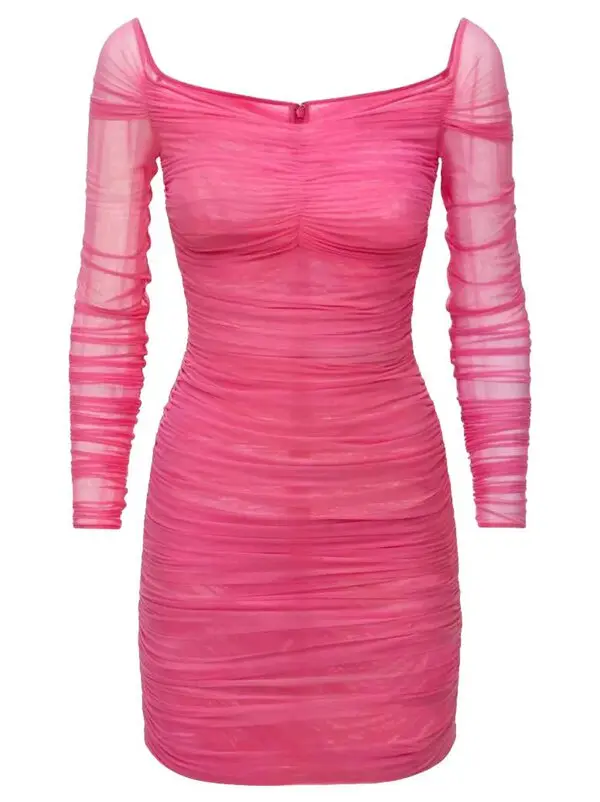 Dolce & Gabbana Long-sleeve Tulle Mini Dress - Pink