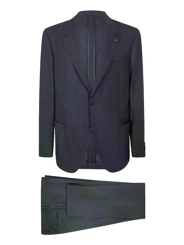 LARDINI Pinstriped Single-breasted Suit - Blue
