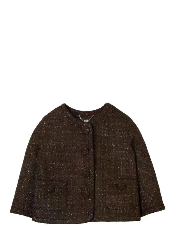 Marc Jacobs Tweed Jacket With Chain Detail - Brown
