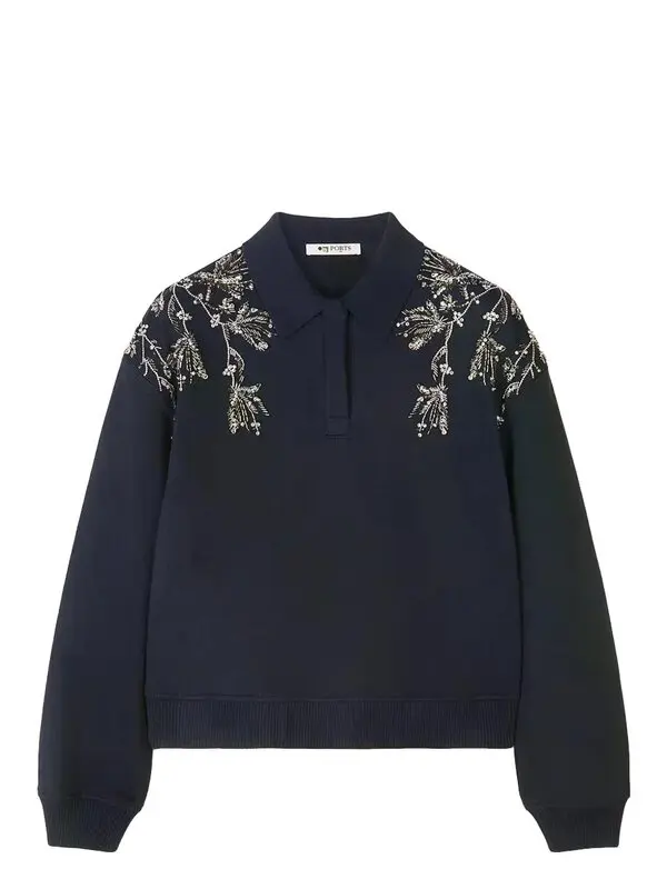 Ports 1961 Embellished Polo Top - Blue