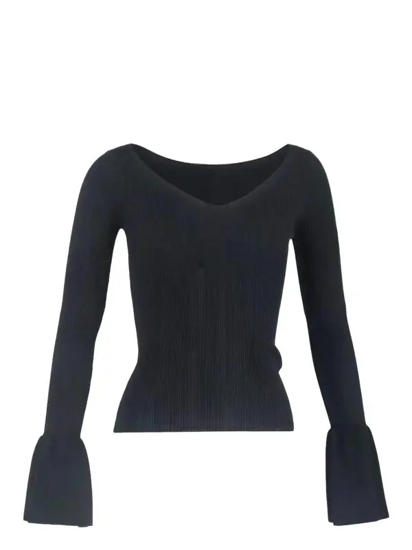Sandro Ribbed Bell-sleeved Top - Black