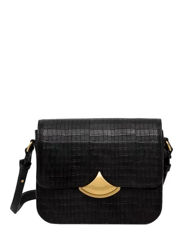SESSUN Small Diviluz Croc-embossed Crossbody Bag - Black