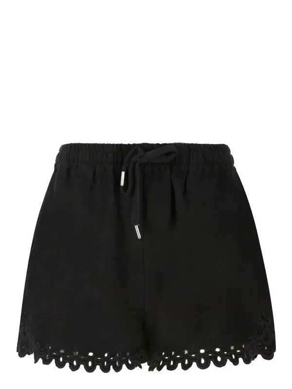 Isabel Marant Balyme Broderie-anglaise Shorts - Black
