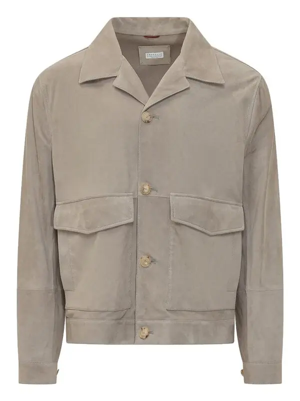 Brunello Cucinelli Leather Jacket - Beige