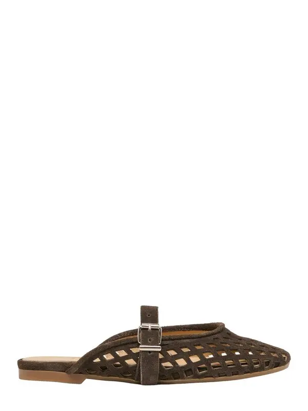 DOLCEVITA Mirian Perforated Flats - Dk Brown Suede