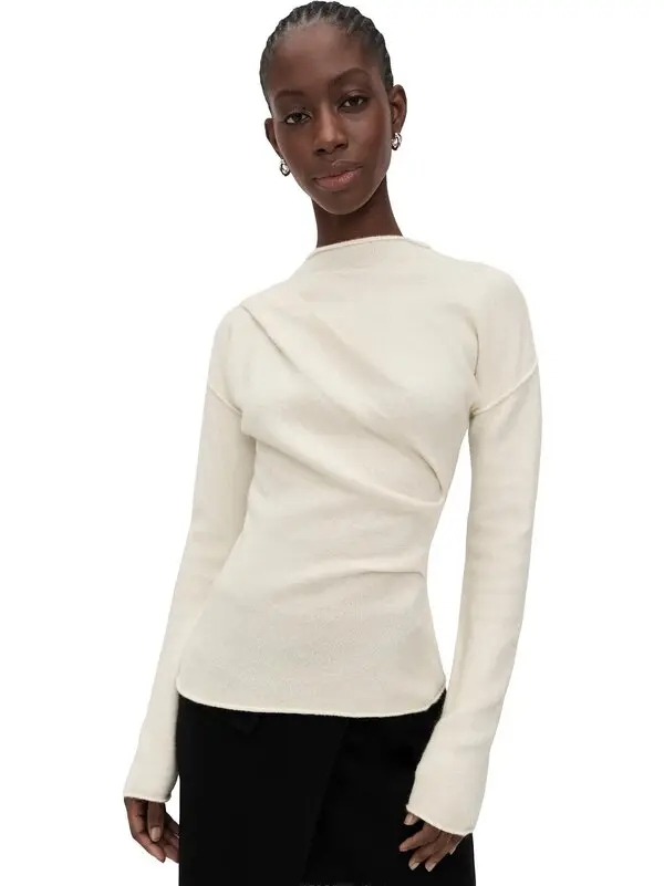 Helmut Lang Slouchy Crew Plush Sweater - Ivory