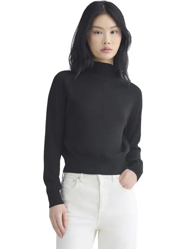 Everlane Mockneck Ultrafine Merino Sweater - Black