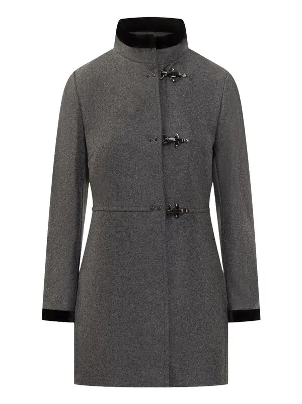 FAY Coat With Hook-and-eye Closure - Grey