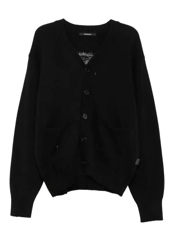 SONGZIO Graphic-embroidered Cardigan - Black