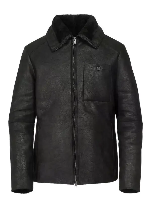 HANNES ROETHER Shearling Collar Jacket - Black