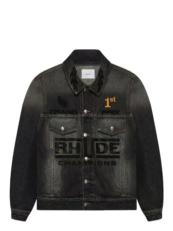 Rhude Tire Denim Trucker Jacket - Black