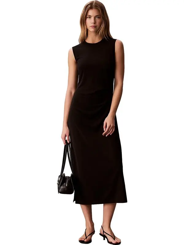 Calvin Klein Refined Jersey Gathered Maxi Dress - Black