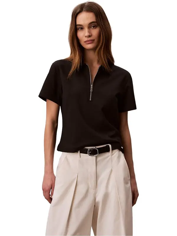 Calvin Klein Ponte Polo T-shirt - Black
