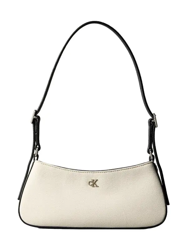 Calvin Klein Monogram Canvas Shoulder Bag - White Canvas