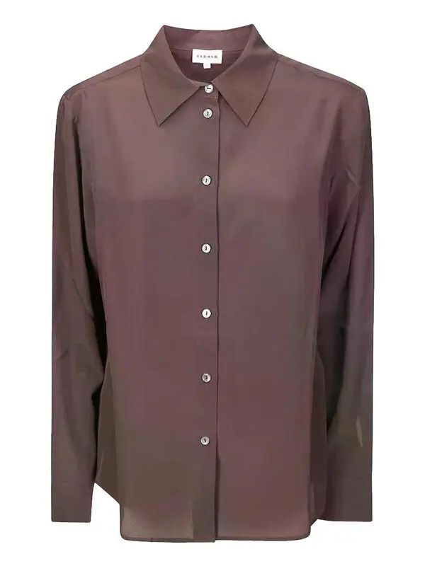 P.a.r.o.s.h Sweet Long-sleeve Silk Shirt - Brown