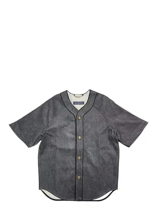 LOUIS VUITTON Embossed Monogram Baseball Shirt - Grey