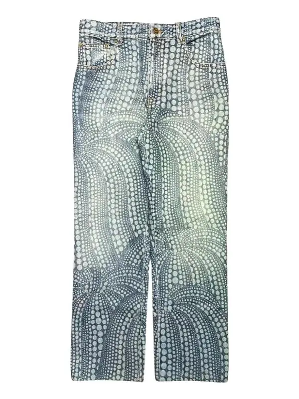 LOUIS VUITTON X Yayoi Kusama All-over Dots Wide-leg Jeans - Blue