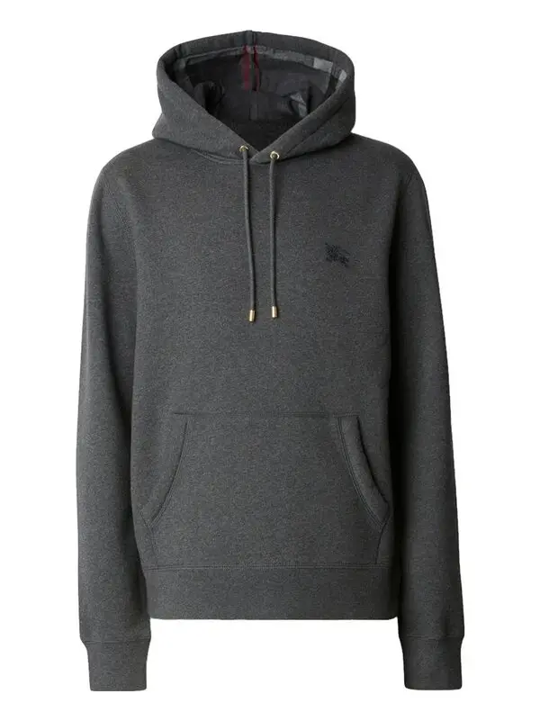 Burberry Embroidered Ekd Cotton Blend Hoodie, Grey - Charcoal Melange
