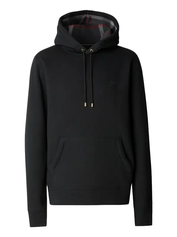 Burberry Embroidered Ekd Cotton Blend Hoodie - Black