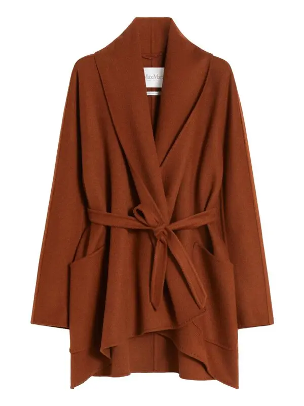 Max Mara Belted Camel Hair Wrap Jacket - Terra Cotta