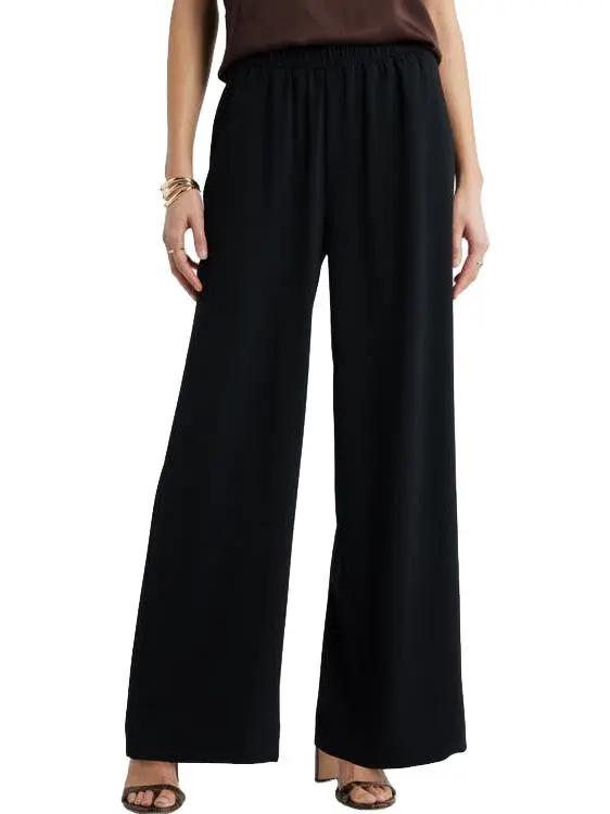 Nordstrom Wide-leg Pull-on Trousers - Black