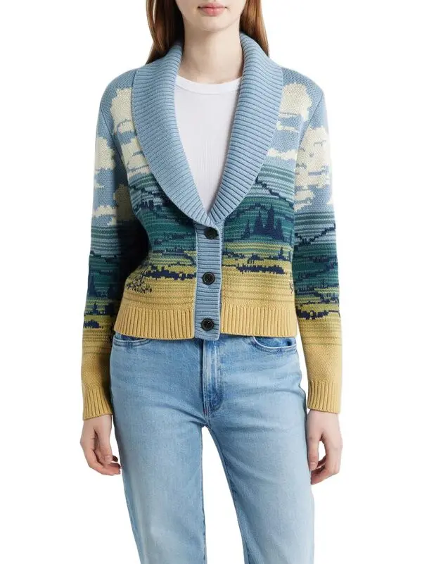Pendleton Big Sky Cotton Cardigan - Blue/yellow Multi