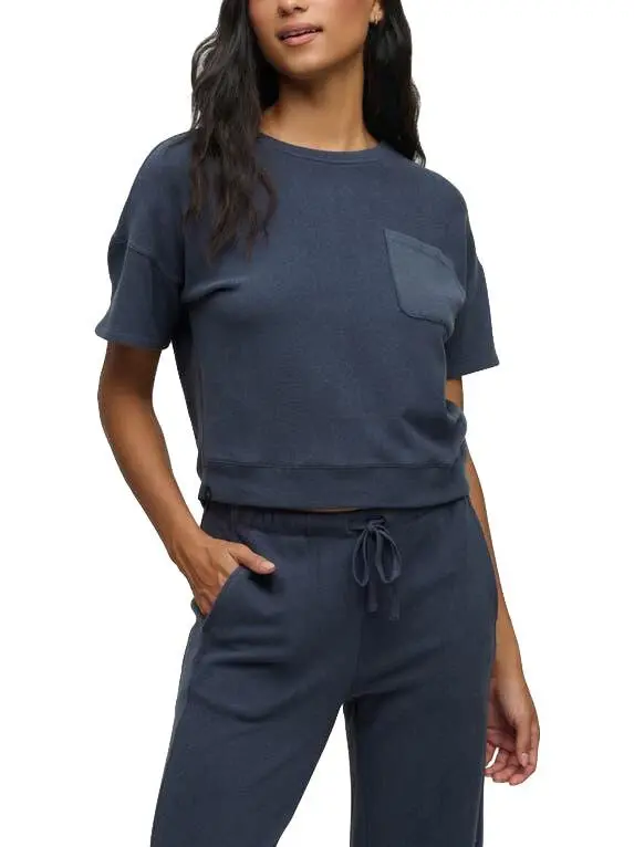 Barefoot Dreams Brushed Fleece Short Sleeve Pullover - Indigo