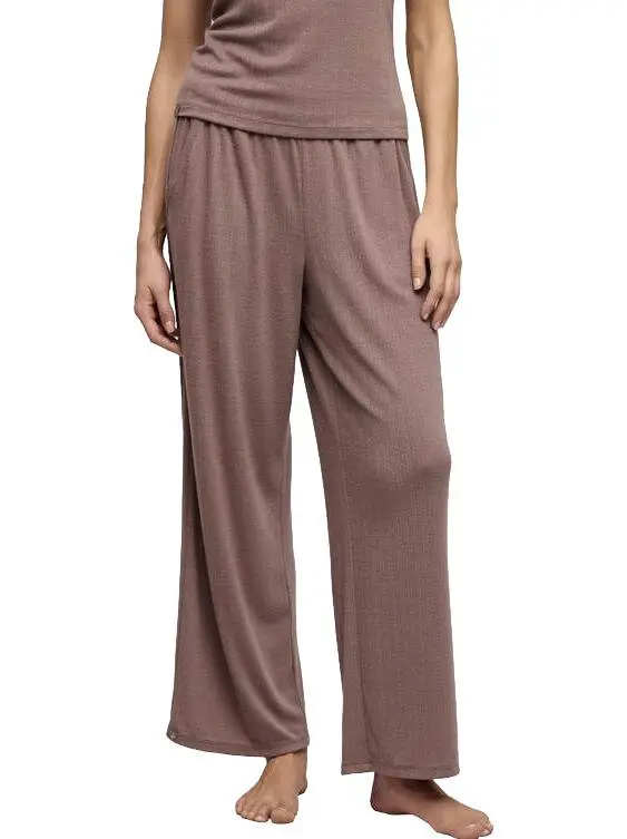 Barefoot Dreams Pointelle Knit Wide Leg Lounge Pants - Sable