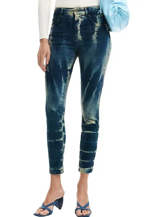 Desigual Low Rise Tie-dye Skinny Jeans - Blue
