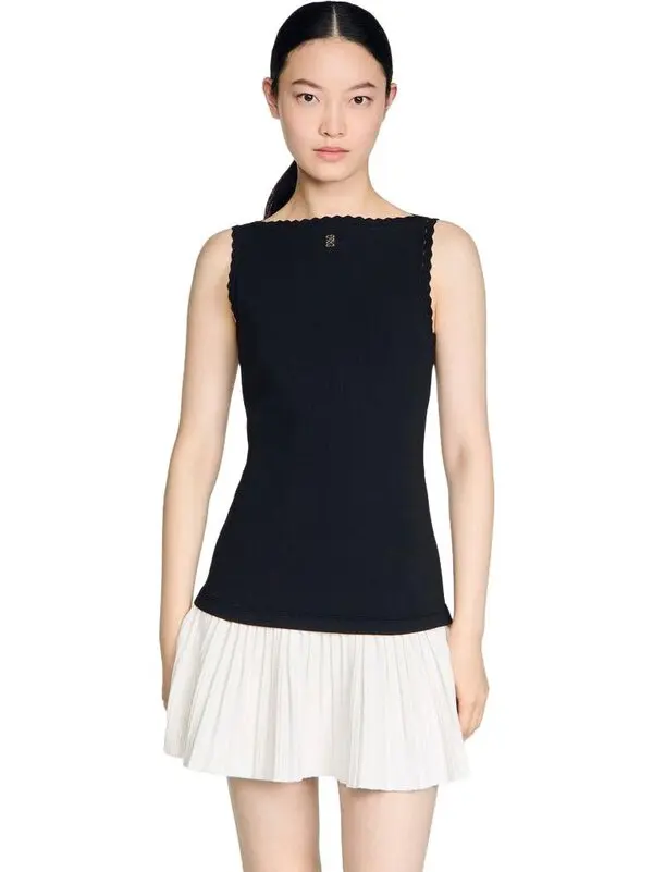 Sandro Two-tone Knit Dress - Black