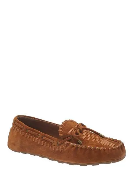 Free People Sandy Beaded Boat Shoe - Cognac Suede