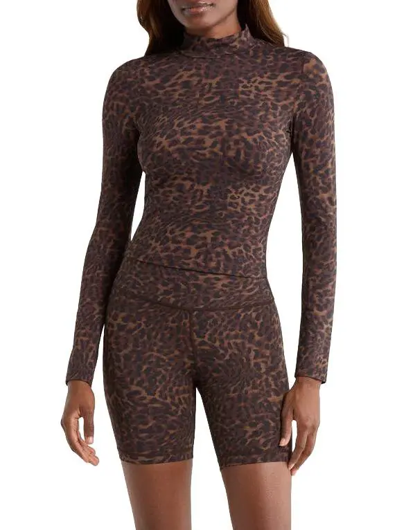 MPG Leopard Print Long Sleeve Top - Caribou Leopard