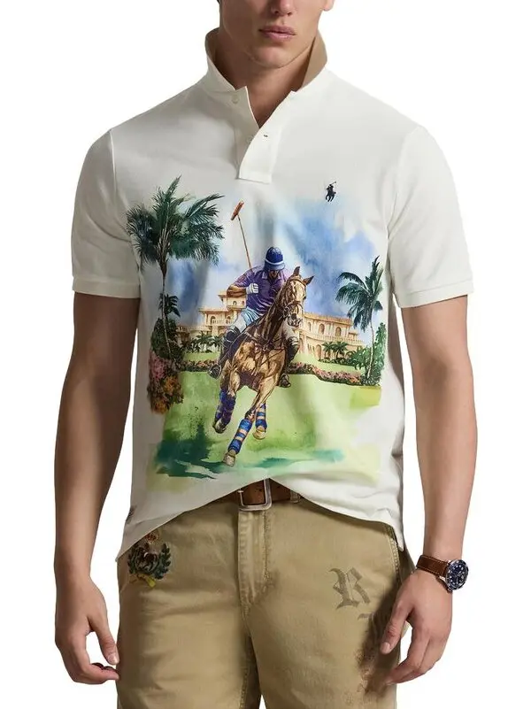 Polo Ralph Lauren Classic Fit Cotton Piqué Graphic Polo - Polo Society Poster Art