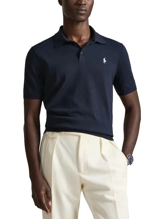Polo Ralph Lauren Short Sleeve Cotton Polo Sweater - Hunter Navy
