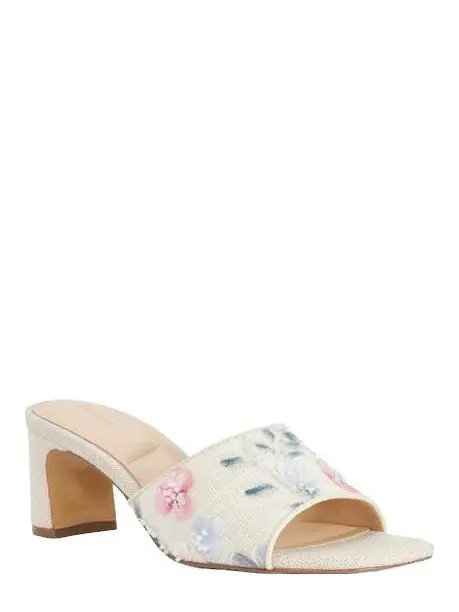 Dune London Madira Floral Embroidered Slide Sandal - Natural