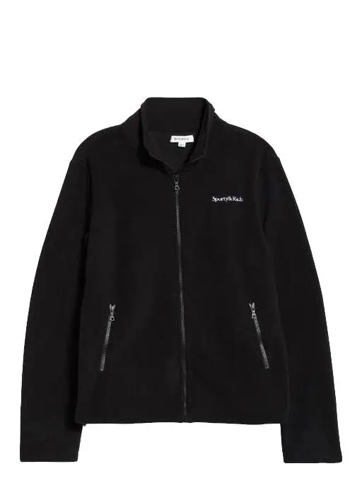 SPORTY & RICH Zip-up Fleece Jacket - Black